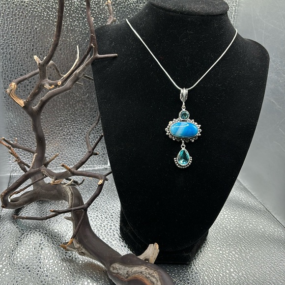 Jewelry | Beautiful Botswana Agate With Blue Topaz Gemstones Necklace ...